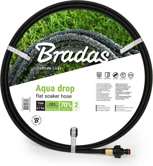 BRADAS Zahradní zavlažovací hadice 15m 1/2" AQUA-DROP FLAT