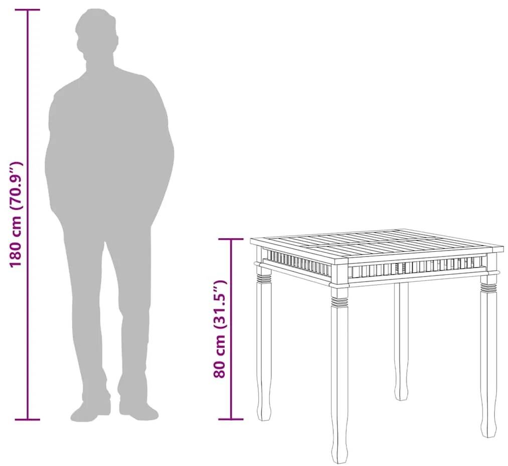 vidaXL Marketos Zahradní jídelní stůl 80 x 80 x 80 cm masivní teakové dřevo