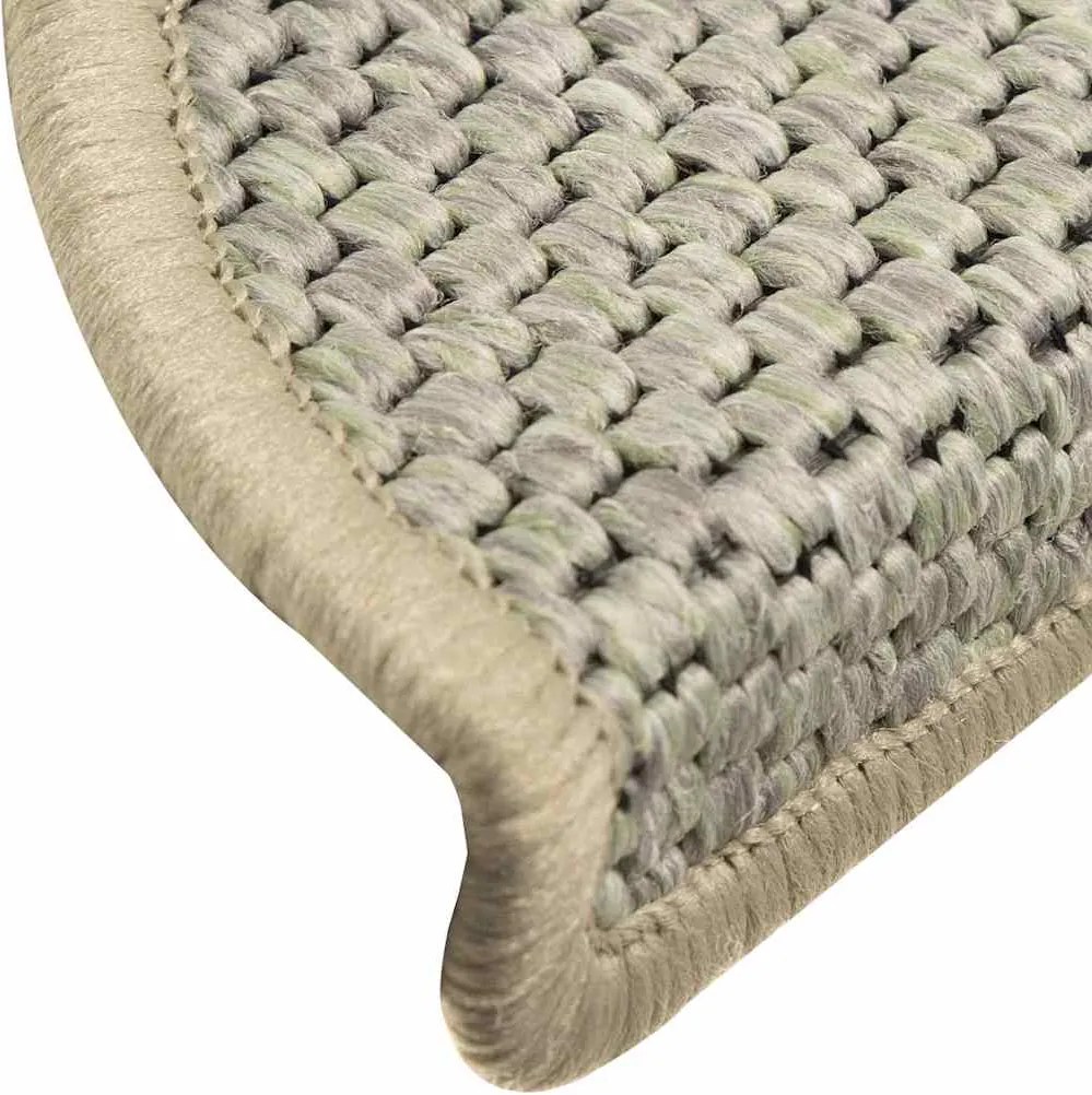 Samolepicí nášlapy na schody sisal 15ks 56x17x3cm světle zelené 326863