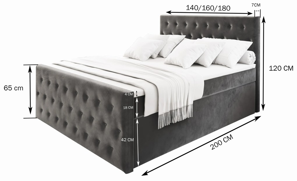 MSL Kontinentální čalouněná postel FONT (140 x 200 cm) Barva látky: CASABLANCA 13