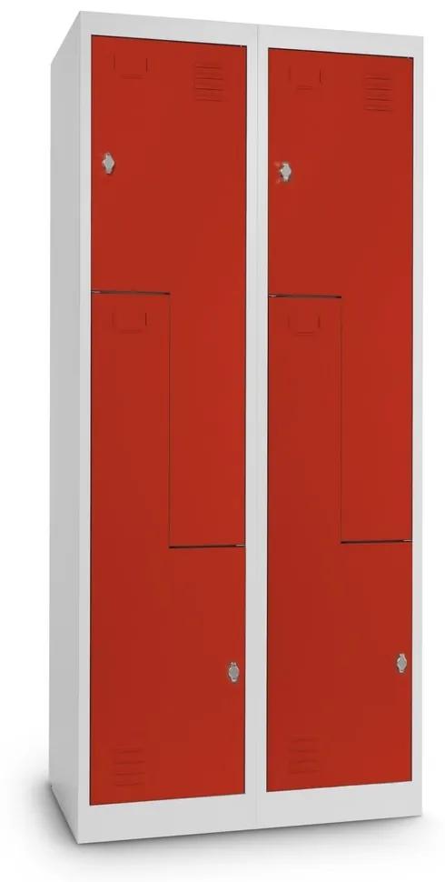 Kovová šatní skříňka Z, 80 x 50 x 180 cm, otočný zámek, červená - RAL 3000
