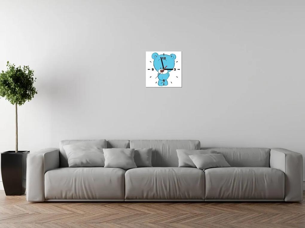 Gario Obraz s hodinami Modrý medvídek Rozměry: 30 x 30 cm