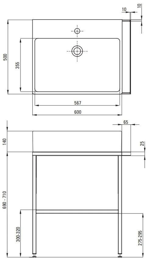 Deante Temisto 60 ocelová konstrukce s umyvadlem