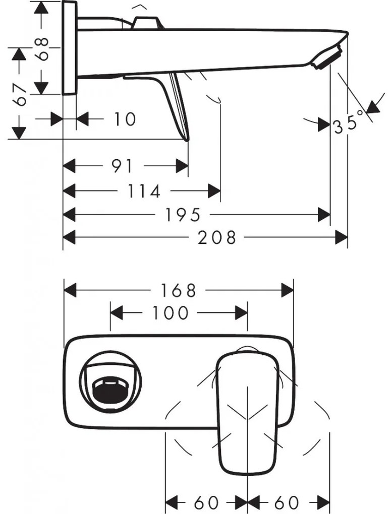 Hansgrohe Logis - Umyvadlová baterie pod omítku, výtok 195 mm, černá matná 71220670