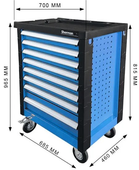 Sherman Dílenská skříň na nářadím 6/8 - Modrá