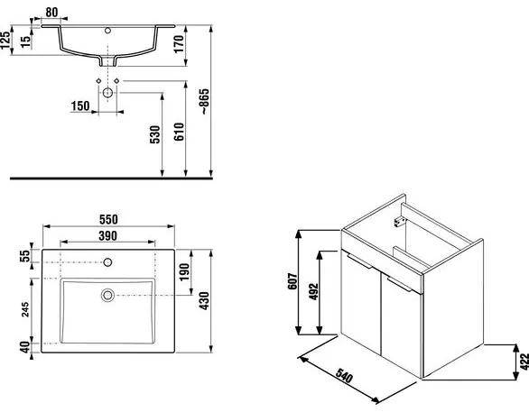 Jika Cube Skříňka s umyvadlem 55 cm, bílá lesk H4536111763001