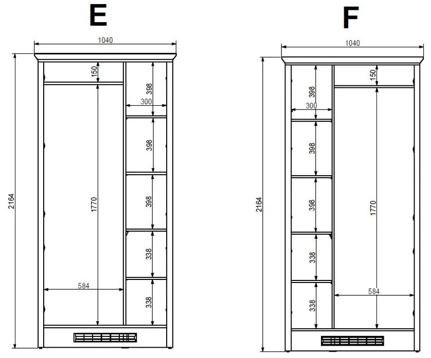 Kuchyňská skříň pro vestavnou lednici Jasmin, bělená pinie/dub