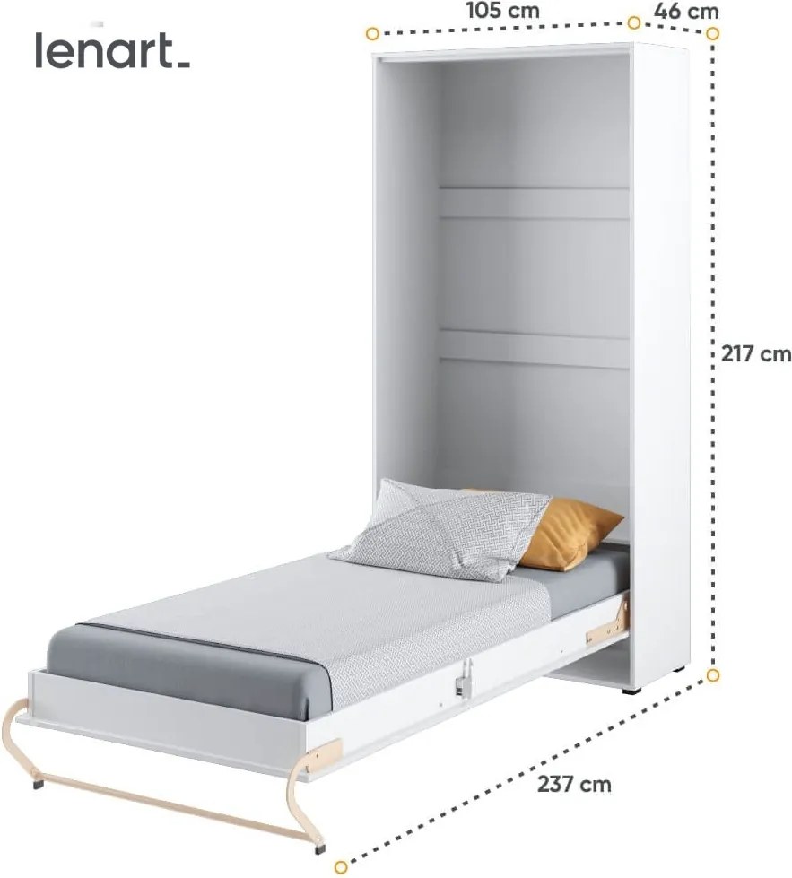 Výklopná postel 90 CONCEPT PRO CP-03P bílá lesk/bílá mat