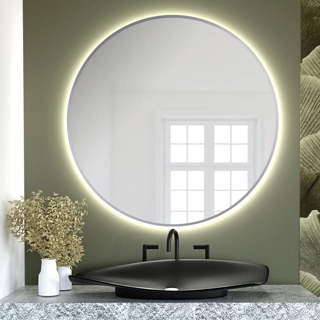 Smartwoods Bright zrcadlo 80x80 cm kulatý s osvětlením stříbrná 5904107900315