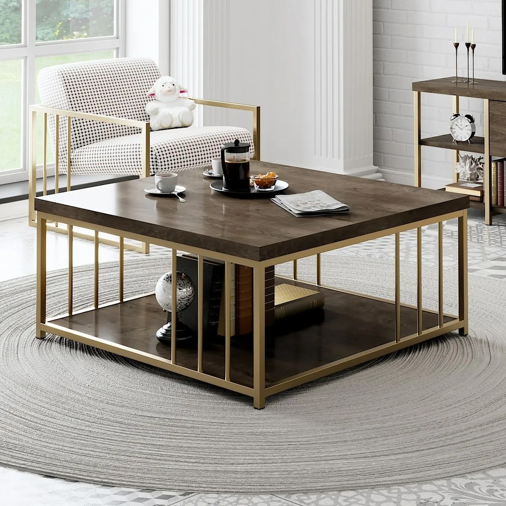 Konferenční stolek Zenn Walnut and Gold