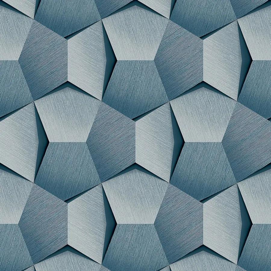 Geometrická modrá vliesová tapeta A54603 | Lepidlo zdarma