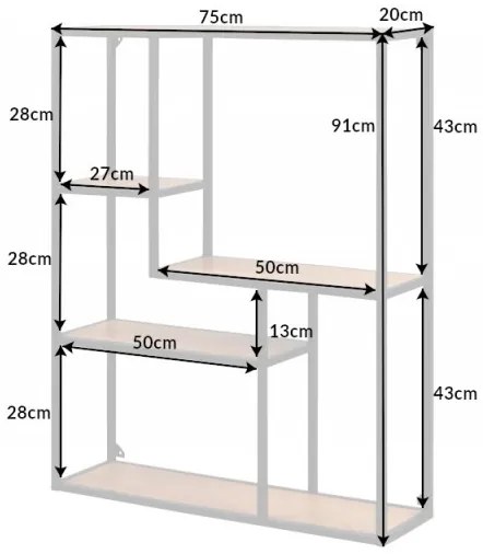 Nástěnná police Slim Line 90cm divoký dub černý/ 42030