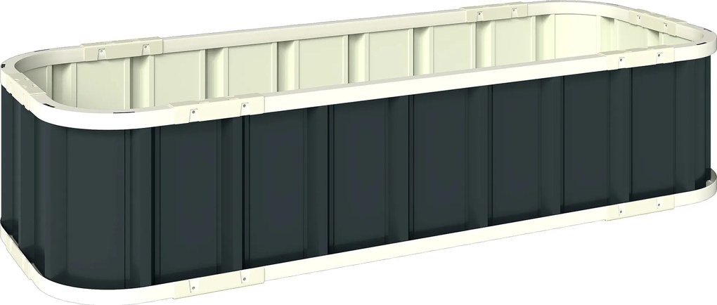 Ocelové vyvýšené lůžko, záhon se zacvakávacími úchyty Sklopný okraj Studený rám 136 x 52 x 31 cm Tmavě šedá barva