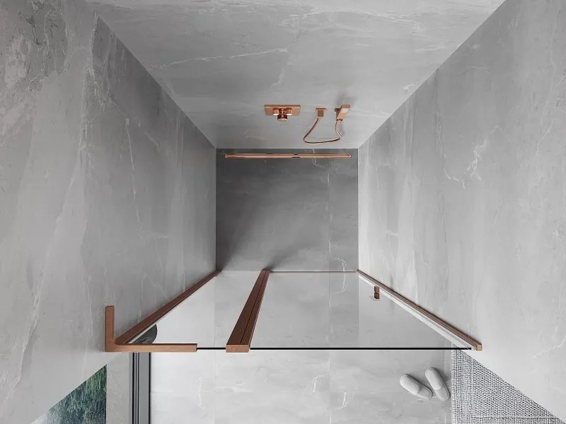 Mexen, Mexen Mist L výklopné sprchové dveře 110 cm, transparentní, broušená měď - 8A4L-110-000-65-00
