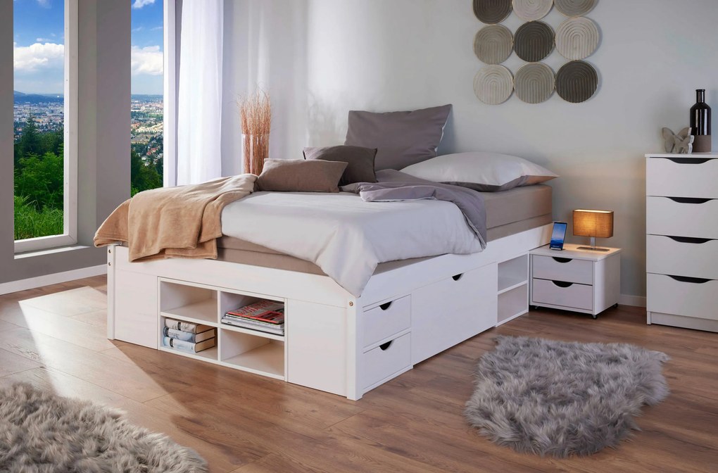 XXXLutz POSTEL S ÚLOŽNÝM PROSTOREM, 140/200 cm, bílá MID.YOU - Manželské postele - 000528021003