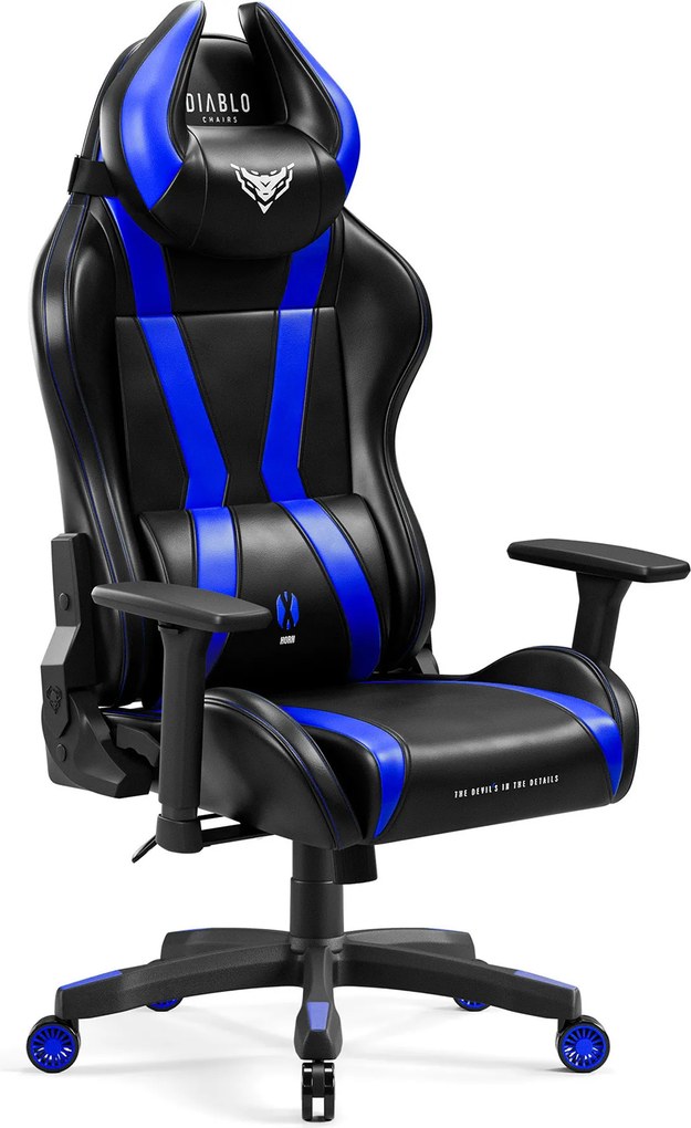 Herní židle z ekokůže Normal Size, černý-modrý: Diablo X-Horn 2.0