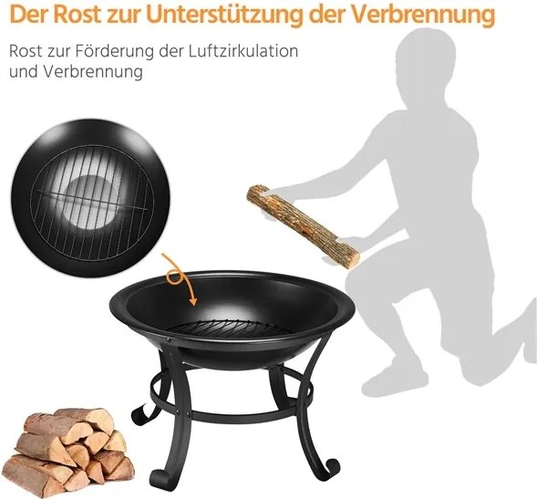 Zahradní ohniště Yaheetech – černá (254832421663)