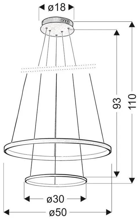 Chromové závěsné LED svítidlo Lune kulaté 50cm 40W  - Candellux
