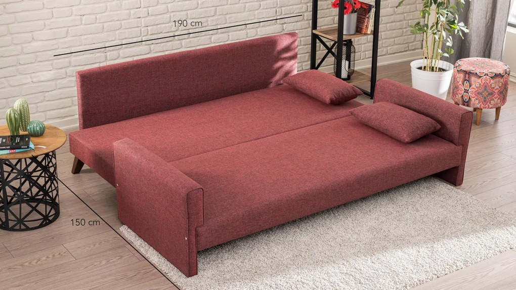 Hanah Home Rozkládací pohovka BELLA bordó 208 cm 825BLC1517