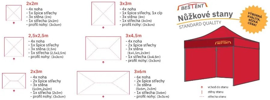 Bestent Nůžkový stan 3x4,5 černý SQ