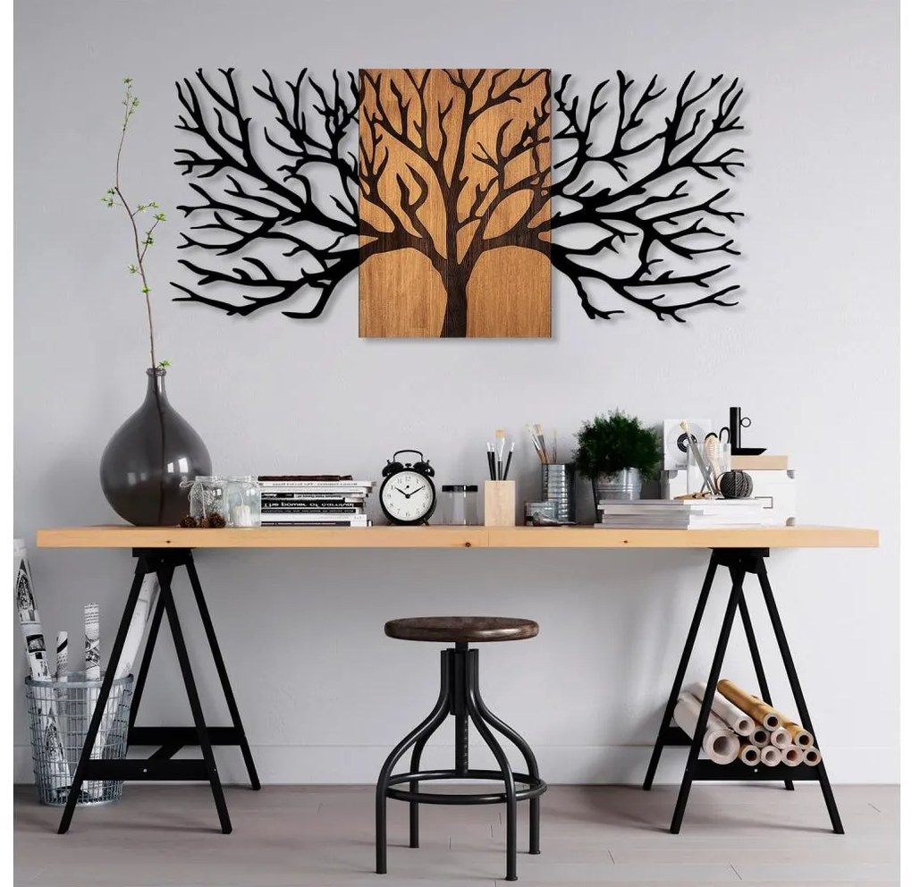 Asir Nástěnná dekorace 150x70 cm strom dřevo/kov 899SKL2314