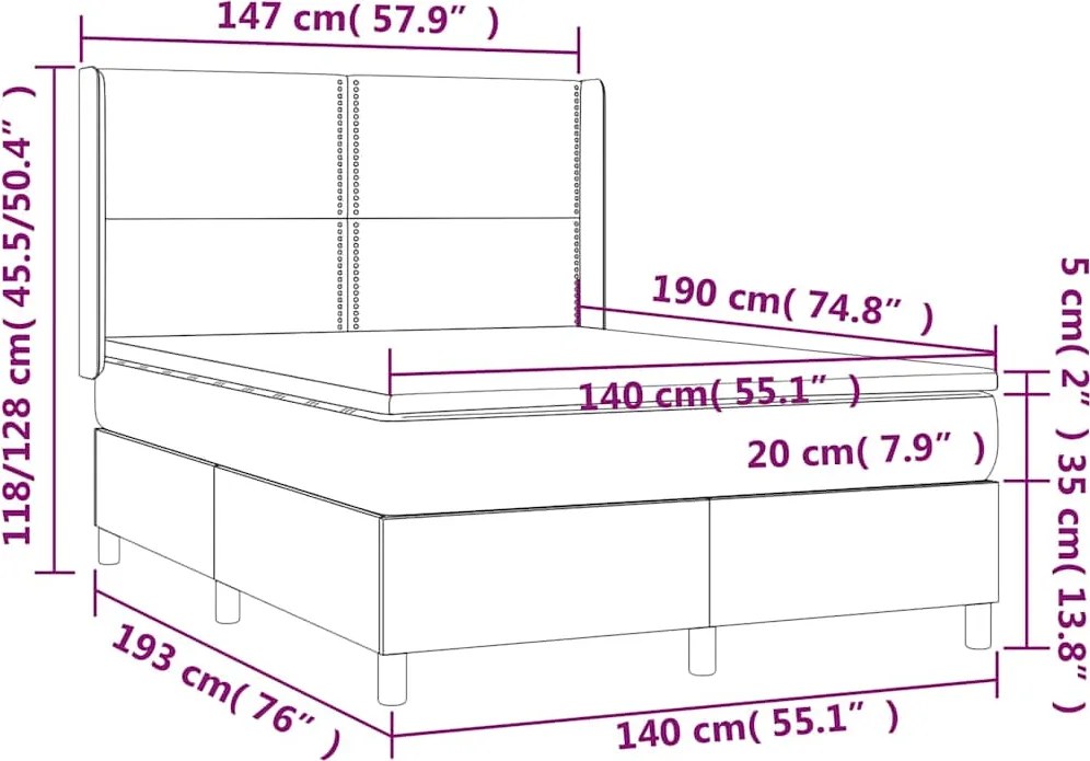 Box spring postel s matrací černá 140 x 190 cm textil 3131347