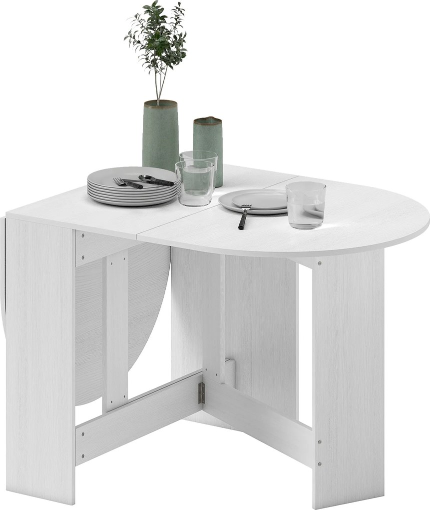 HOMCOM Skládací jídelní stůl oválný kuchyňský stůl s skládacími křídly moderní styl 163x80x75 cm Bílý