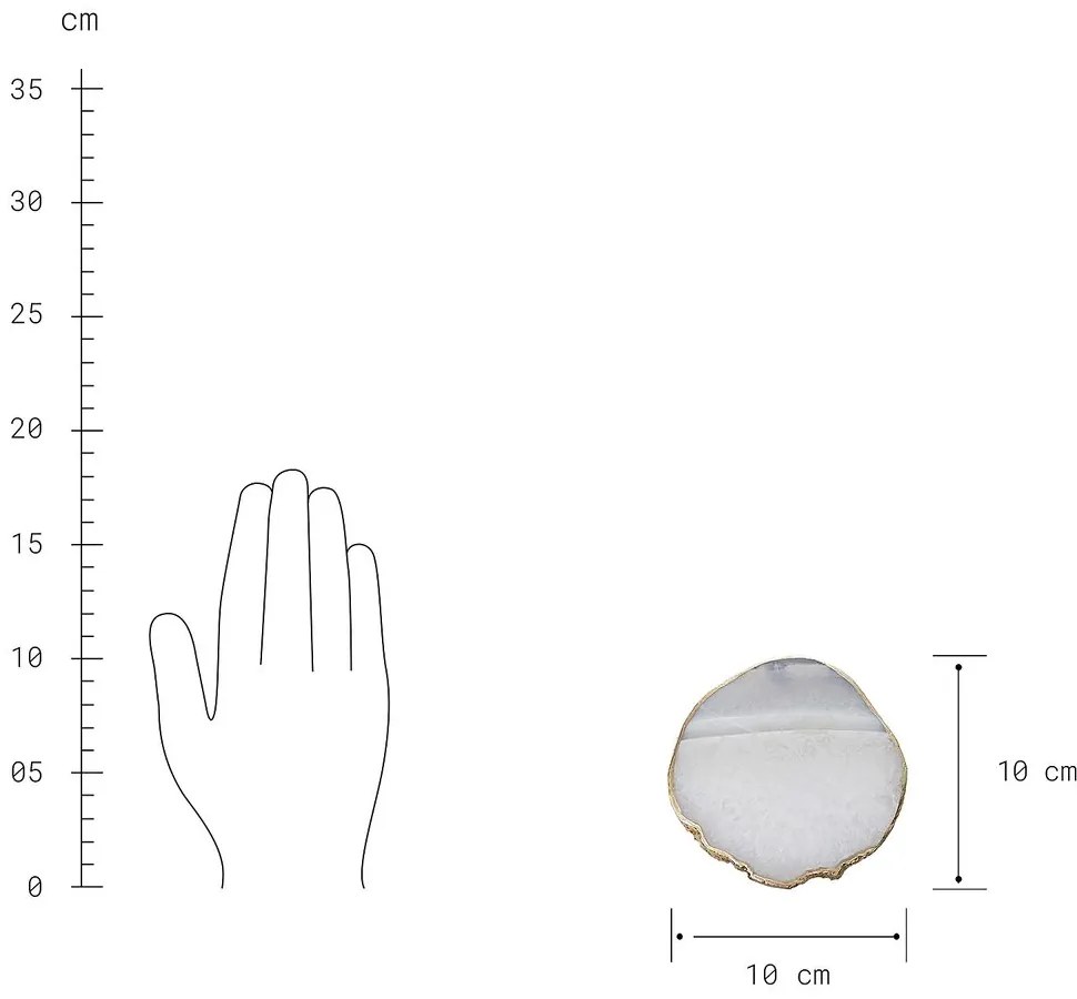 CRYSTAL Podtácek z drahých kamenů 10 cm - bílá