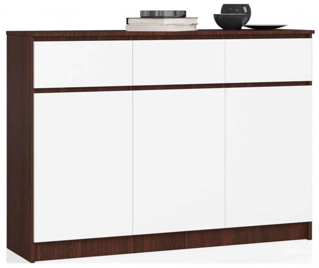 Komoda K140 3D3SZ wenge/bílá