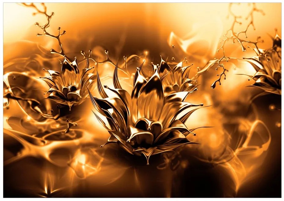 Samolepící fototapeta - Olejový květ (oranžová) 147x105
