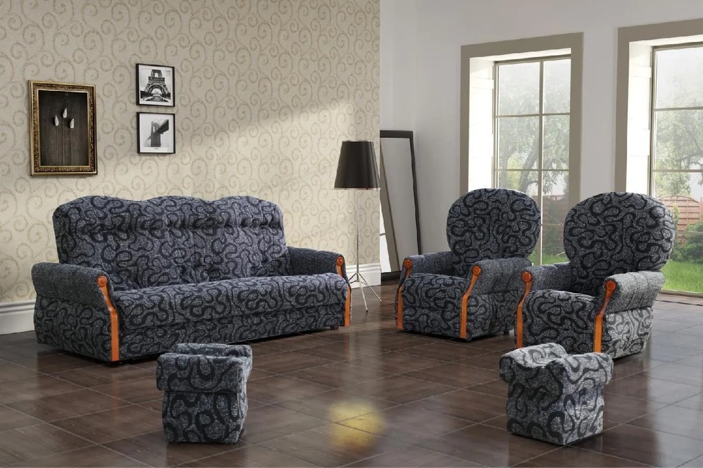 FN Sedací souprava Kara 3F+1+1+2T šedá/dř.olše