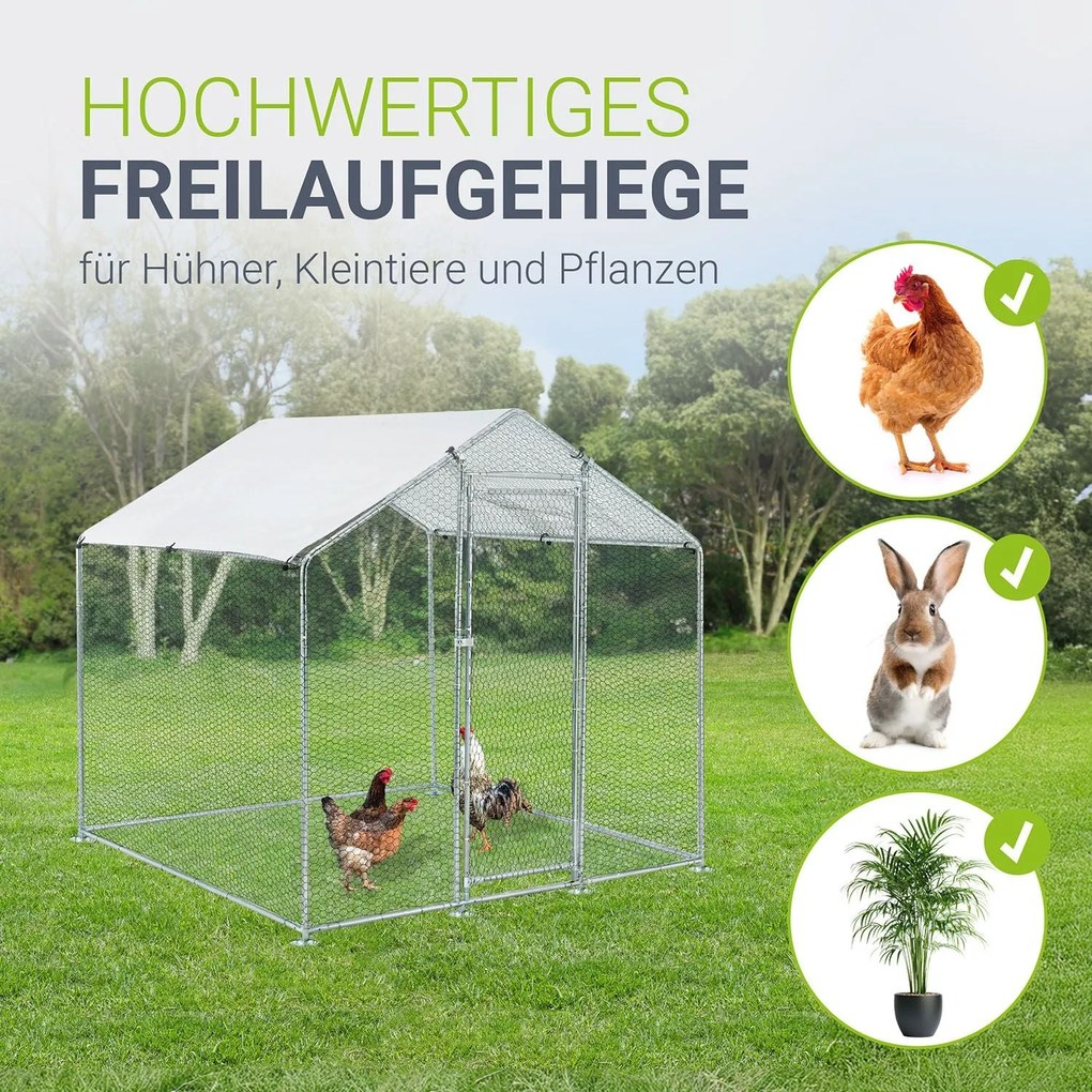 Juskys Venkovní výběh pro slepice HLS25T Velikost: 2 × 2 × 2 m