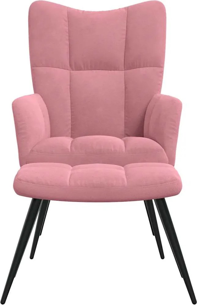 Relaxační křeslo se stoličkou růžové samet 328088