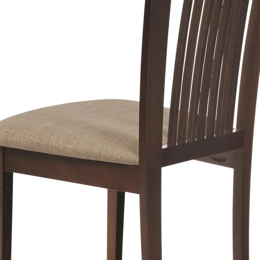 AUTRONIC Jídelní židle, masiv buk, barva ořech, látkový béžový potah BC-3940 WAL