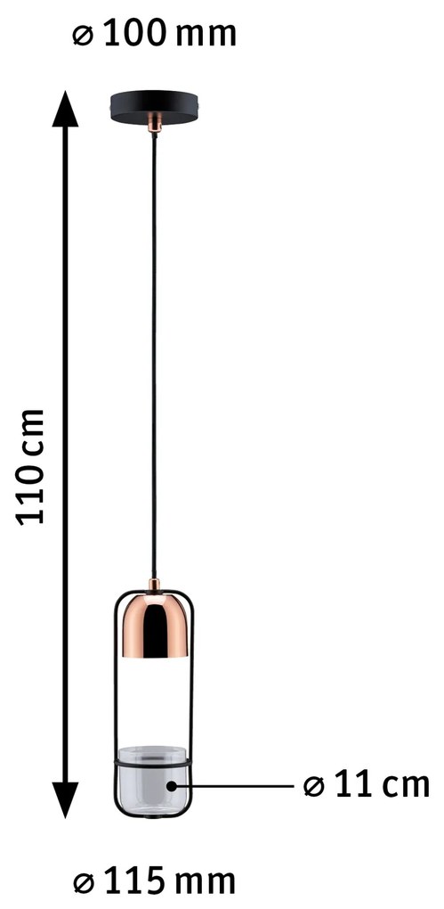 Paulmann 79749 Fanja, závěsné svítidlo s květináčem, 1xGU10, černá/měď, průměr 11cm