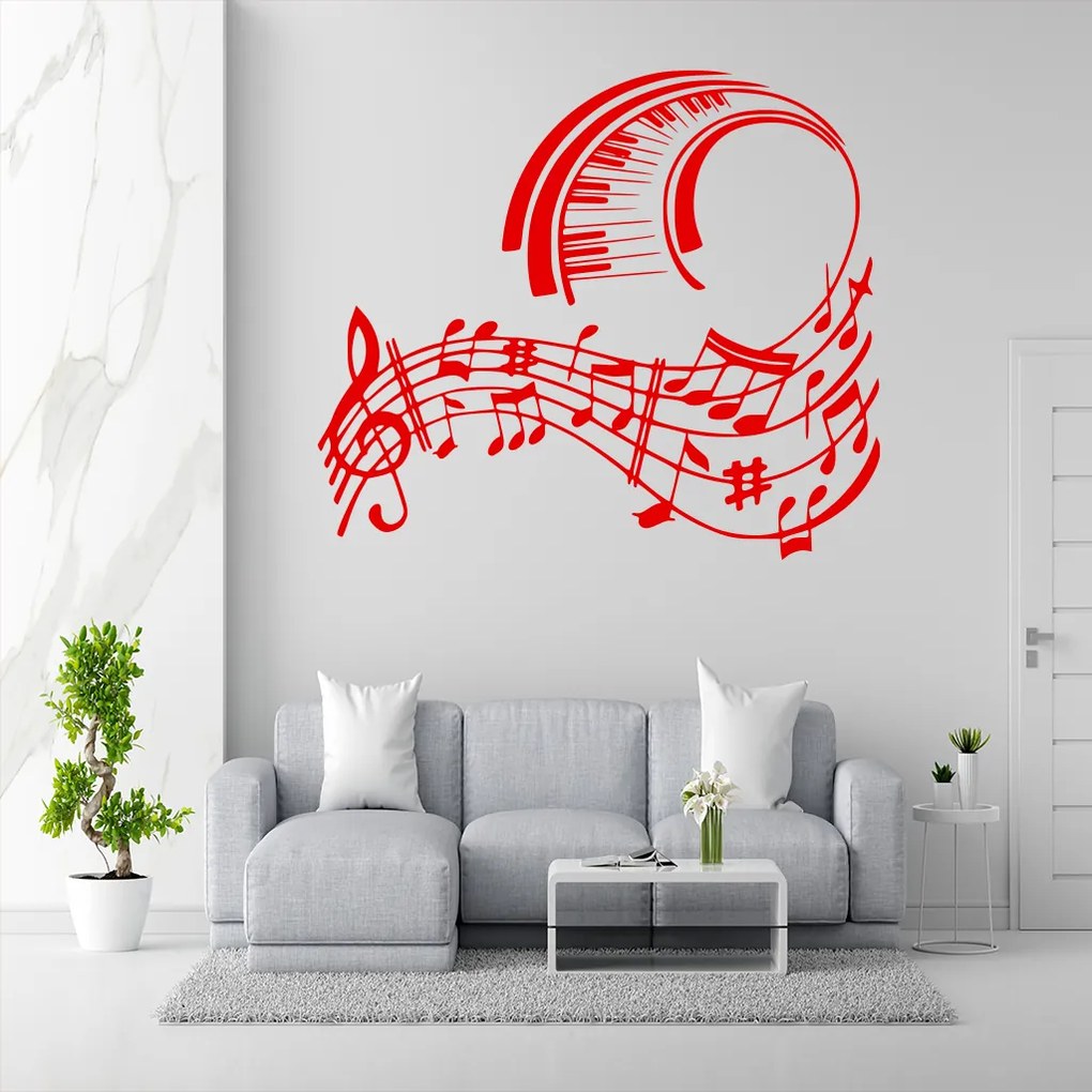 Živá Zeď Samolepka na zeď Skladba pro klavír Barva: červená, Velikost: 100 x 86 cm