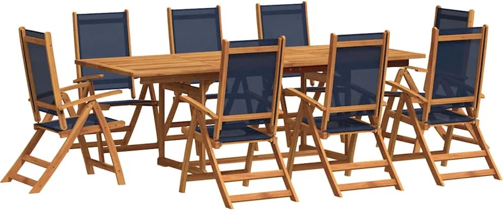 9dílný zahradní jídelní set masivní akáciové dřevo a textilen 3279307
