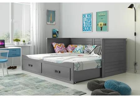 Výsuvná dětská postel HERMES šedá 200x80 cm
