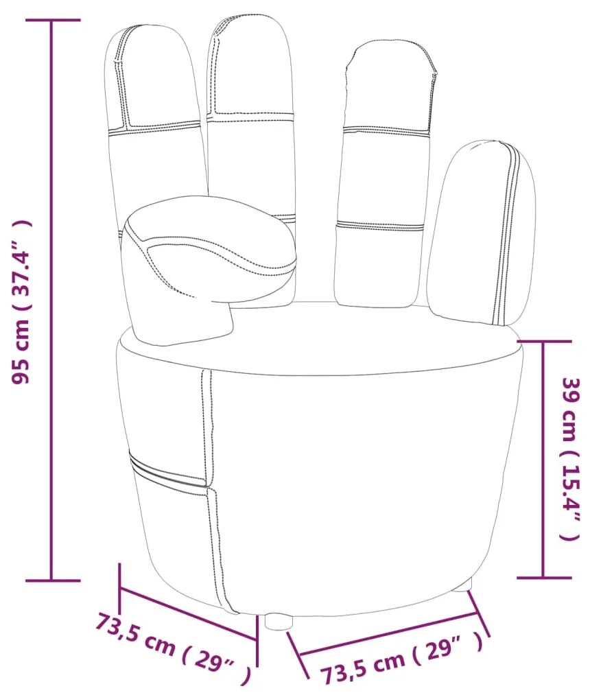 Křeslo ve tvaru ruky krémové samet,  335847
