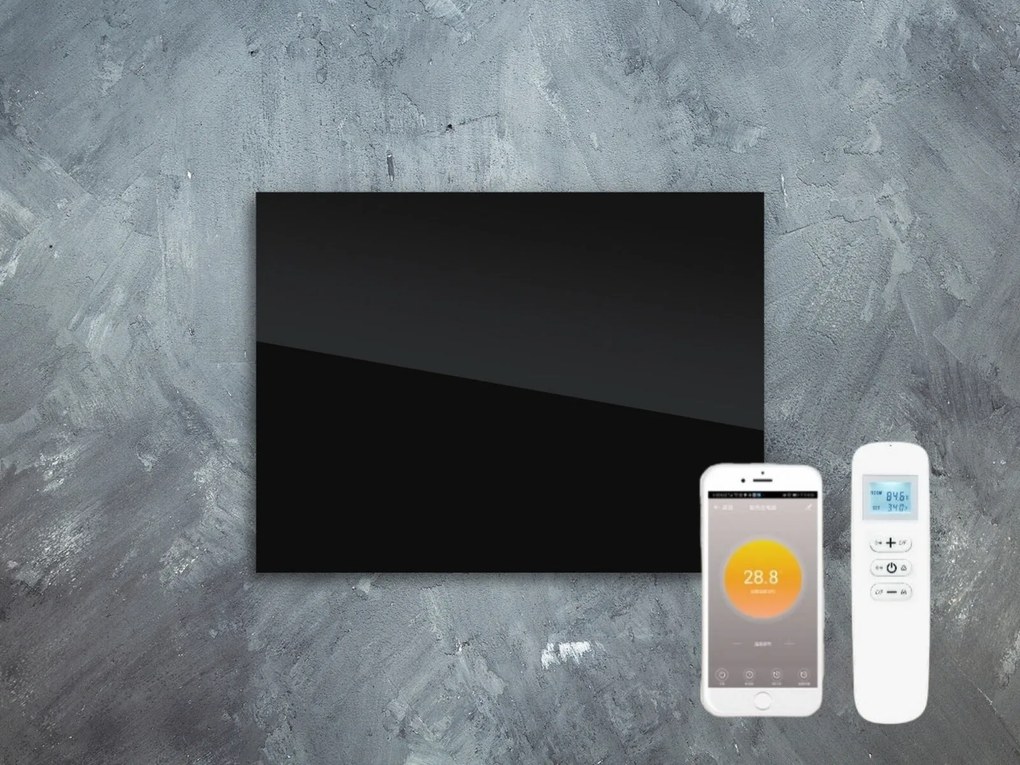 Skleněný Infrapanel GLASS 450W Černý | Výhřevnost 8 m2 | 80x60 cm | WiFi termostat