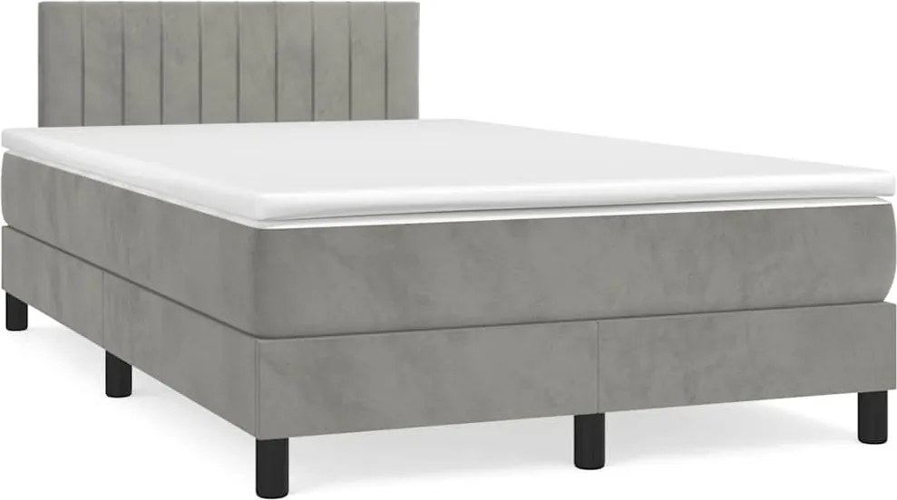 Box spring postel s matrací a LED světle šedá 120x190 cm samet 3270165