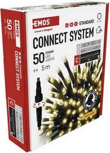Propojovací vánoční řetěz bez zdroje EMOS Connecting D1AW02 ZY1439 50LED 5m teplá bílá