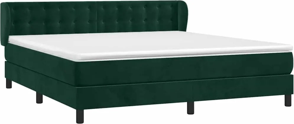 Box spring postel s matrací tmavě zelená 180x200 cm samet 3127748