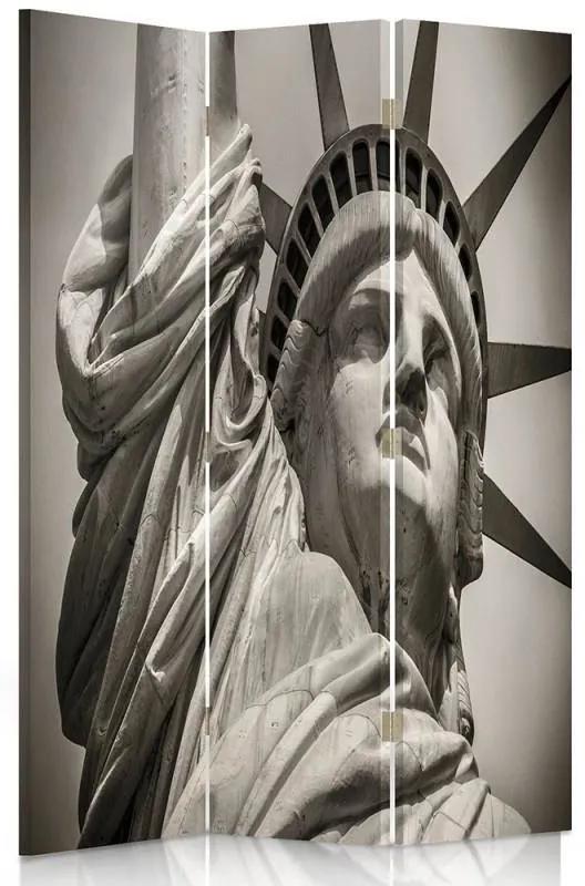 Ozdobný paraván, Monumentální socha Svobody - 110x170 cm, třídílný, obustranný paraván 360°