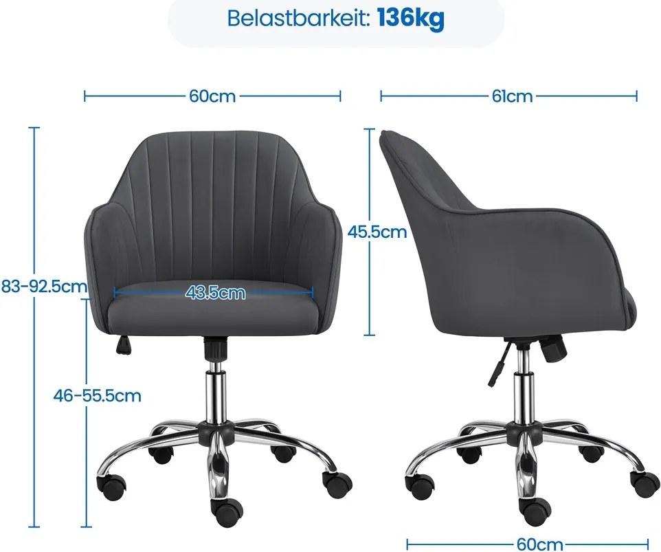 Kancelářská židle Yaheetech – tmavě šedá (255978485927)