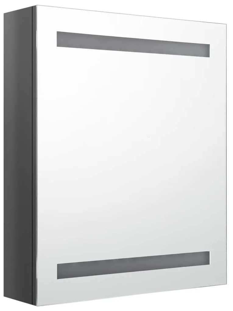 LED koupelnová skřínka se zrcadlem - 50x14x60 cm | zářivě šedá