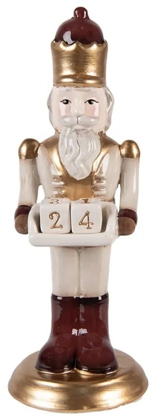 Béžový keramický adventní kalendář Louskáček ChrisMs - 10*10*27 cm