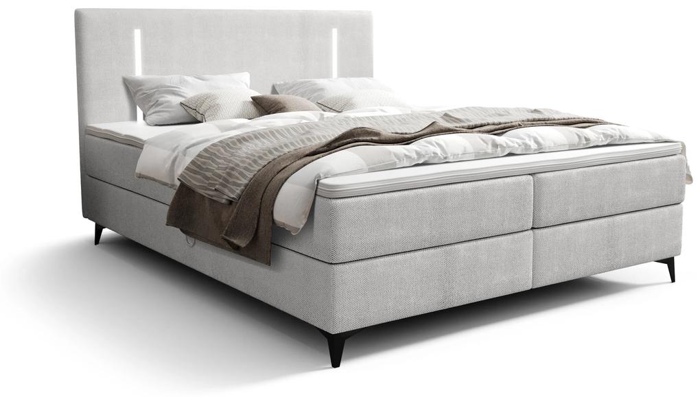 Manželská postel 140 cm Ortega Comfort (šedá) (s roštem a matrací, s úl. prostorem) (s LED osvětlením). 1082720