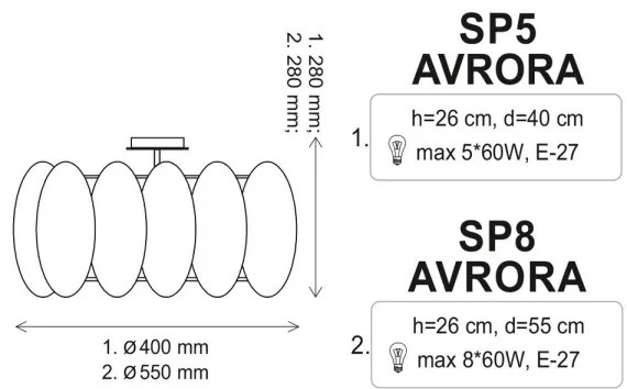 Stropní svítidlo AURORA 5xE27/60W/230V