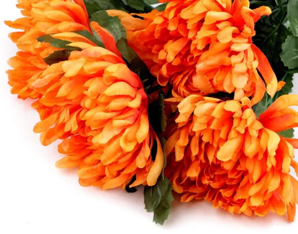 Umělá kytice chryzantéma - 2 oranžovožlutá